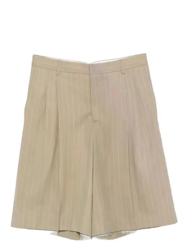 Ami Pinstripe Pleated Shorts - Neutrals