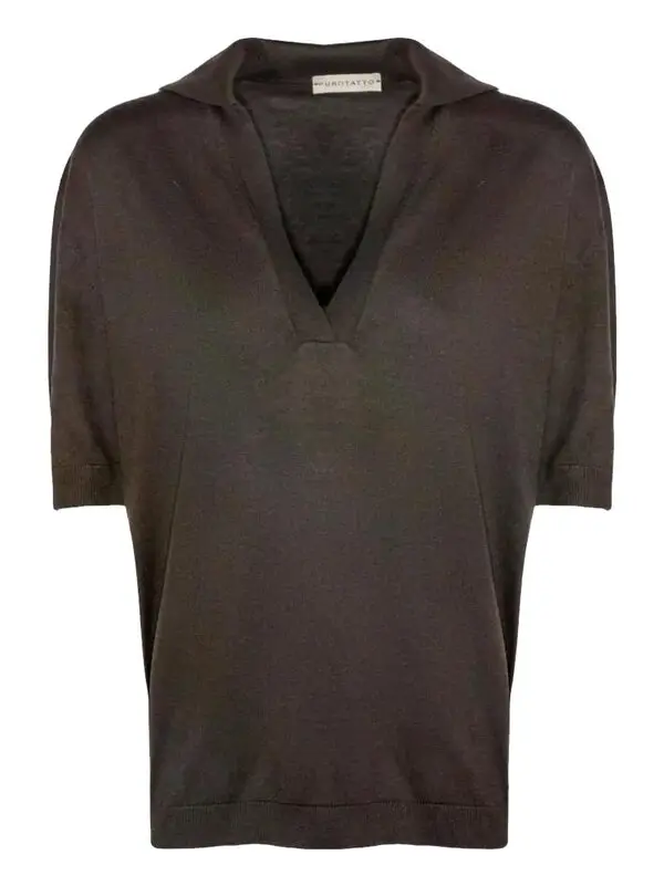 PUROTATTO V-neck Polo Top - Brown