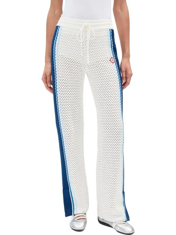 Casablanca Mesh Stripe Trousers - White/ Blue