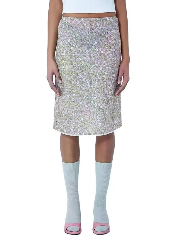 Prada Floral-pattern Midi Skirt - Grey