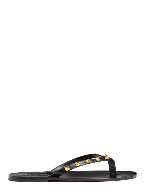 Valentino Garavani Rockstud Kidskin Flip-flops - Black