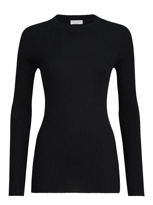 Brunello Cucinelli Cashmere Blend Sparkle Sweater - Black