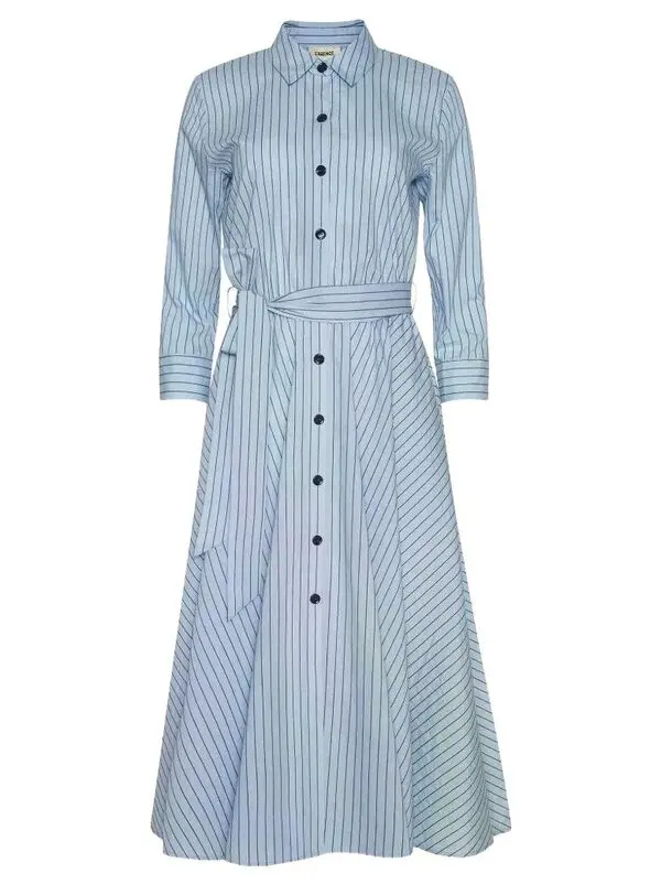 L'Agence Ralphie Striped Midi Shirt Dress - Blue