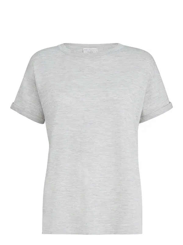 Brunello Cucinelli Cashmere-blend Sparkling T-shirt - Grey