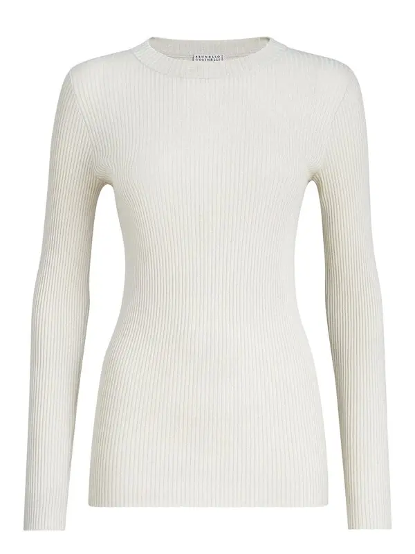 Brunello Cucinelli Cashmere-blend Sparkle Sweater - White