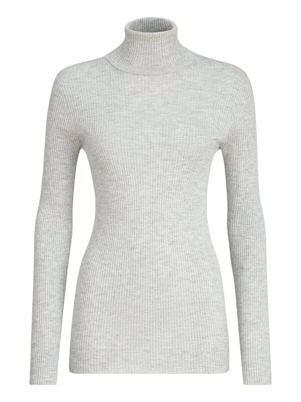 Brunello Cucinelli Cashmere-silk-blend Rollneck Sweater - Grey