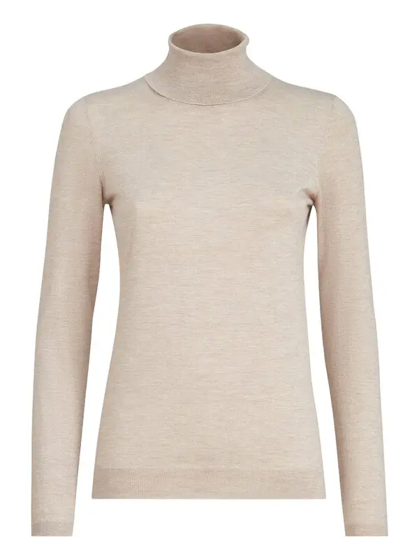 Brunello Cucinelli Cashmere-silk-blend Rollneck Sweater - Beige