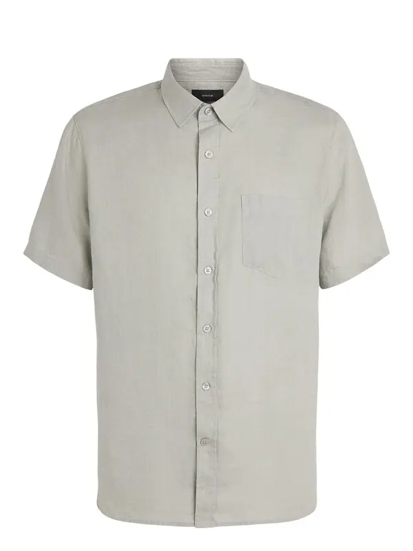 Vince Linen Short-sleeve Shirt - Green