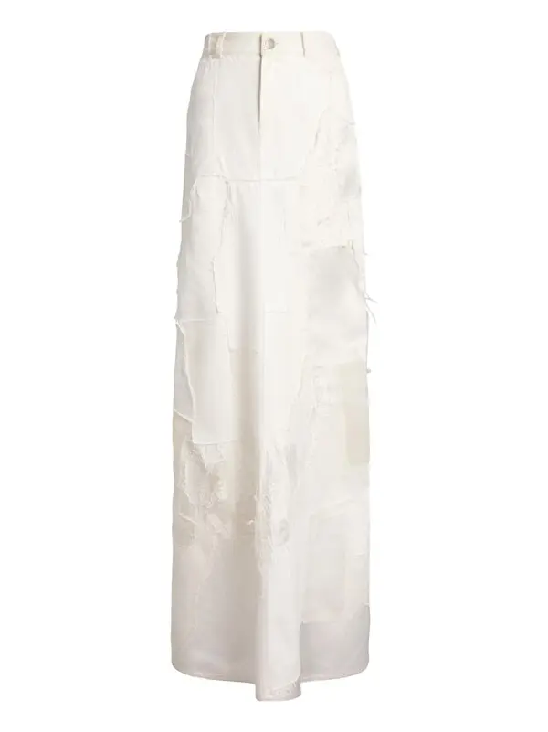 Ralph Lauren Denim Patchwork Maxi Skirt - White
