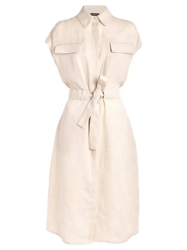 Fabiana Filippi Linen Safari Midi Shirt Dress - Ivory