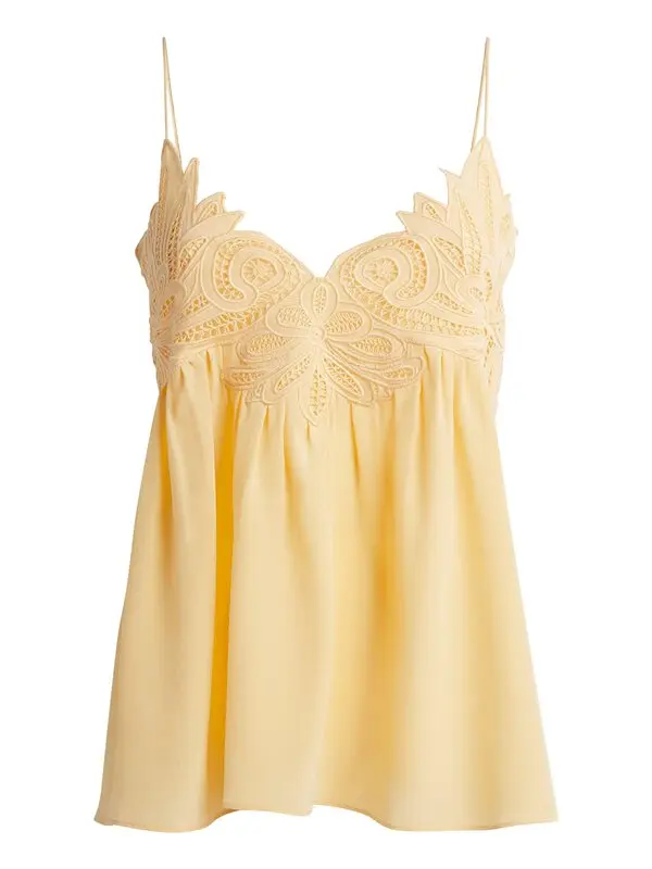 Ulla Johnson Silk Embroidered Rosie Top - Yellow
