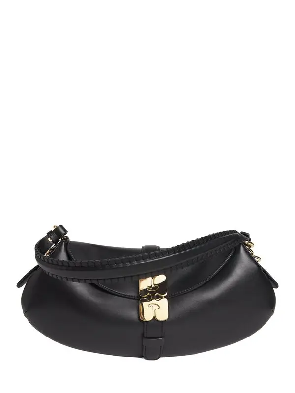 GANNI B-kat Recycled Leather Shoulder Bag - Black