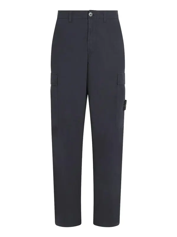 Stone Island Stretch-cotton Straight Cargo Trousers - Navy