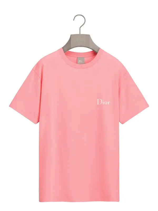 Dior T-shirt With Embroidery, Relaxed Fit - Pink Cotton Jersey