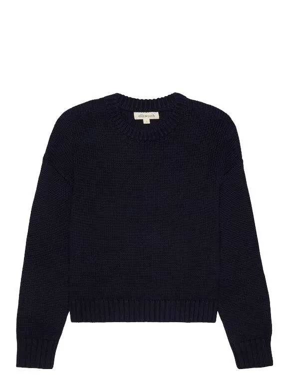 ELLSWORTH + IVEY Elena Crewneck Cotton Sweater - Black