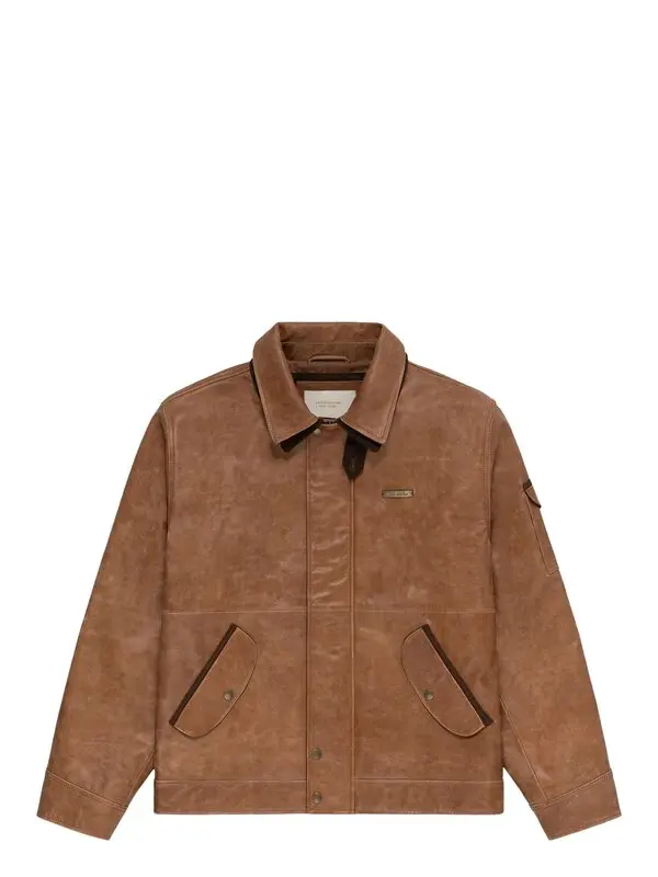 Aimé Leon Dore Aviator Leather Jacket - Brown