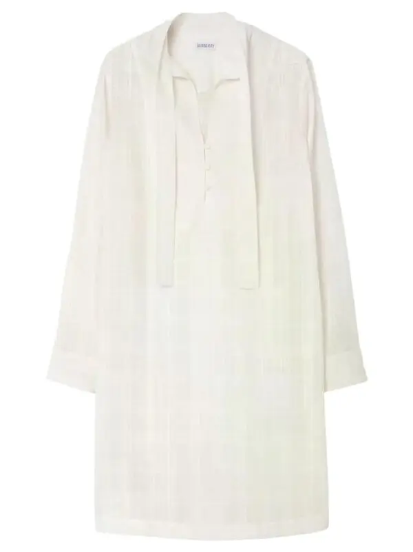 Burberry Check Cotton Voile Shirt Dress - Neutrals