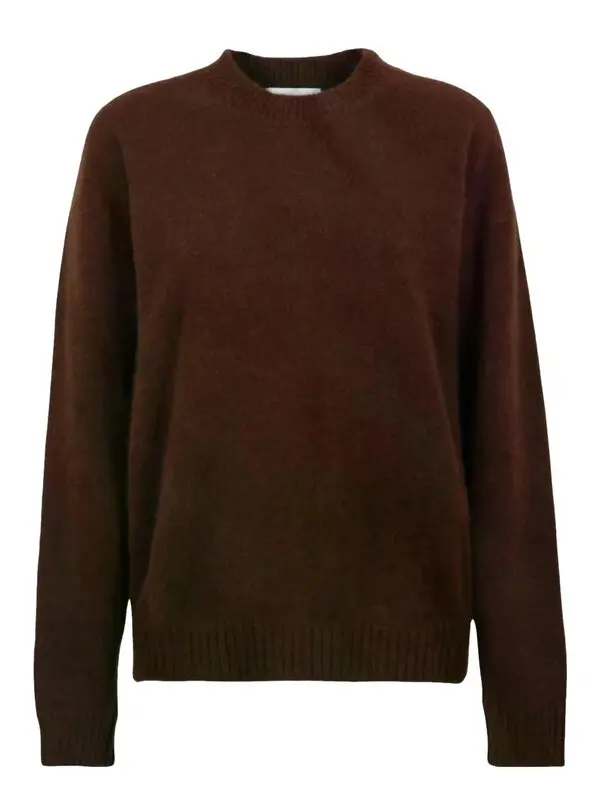 LANEUS Crew-neck Ribbed Sweater - Brown