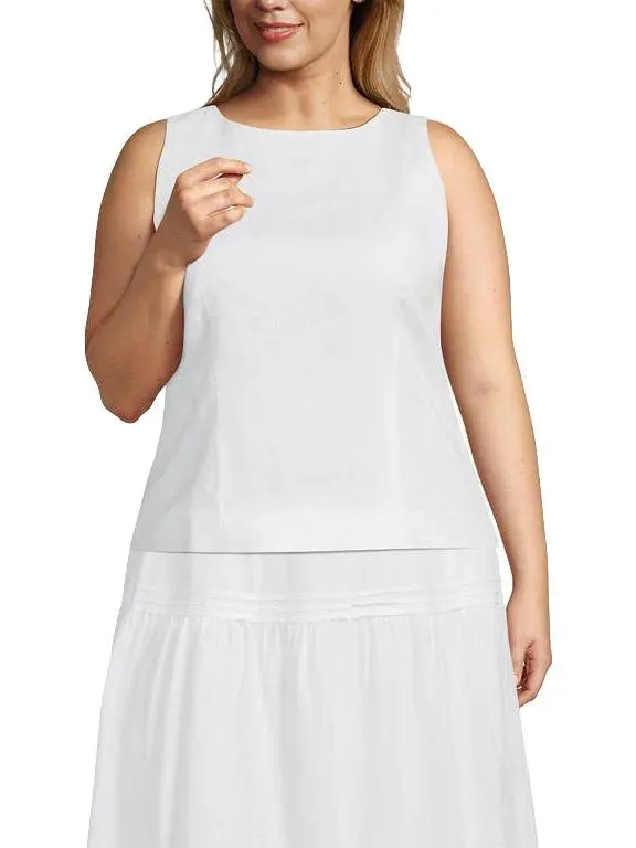 LANDS' END Linen Peplum Top - White