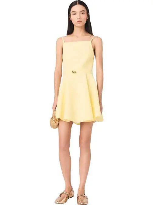 Maje Strappy Flared Dress - Pale Yellow