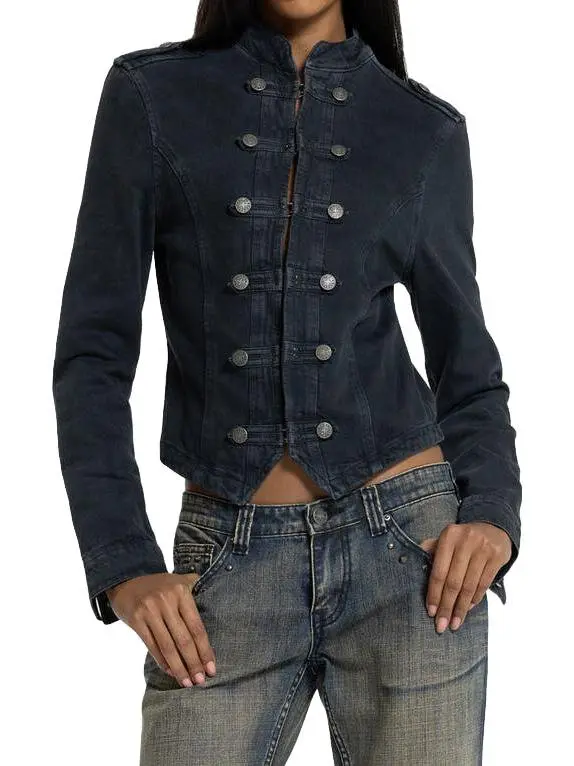 JADED LONDON Denim Drummer Jacket - Black