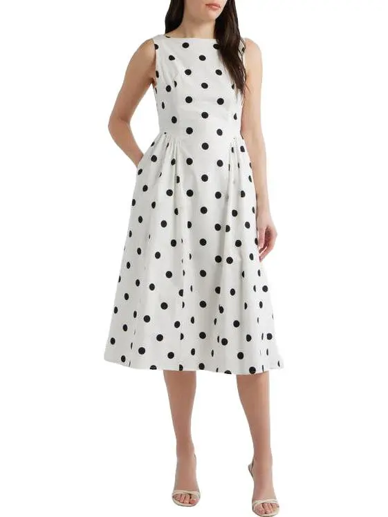 Sam Edelman Polka Dot Sleeveless Stretch Cotton Dress - White/black