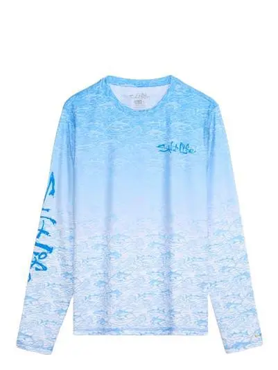 SALT LIFE Current And Catch Fade 2.0 Perforated Tee - Azure Blue