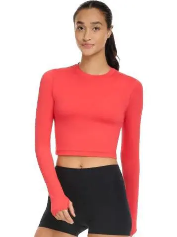 BLOQUV Upf 50+ Long Sleeve Crop Top - Lava Red