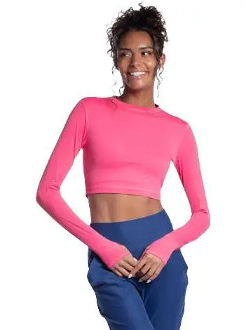 BLOQUV Upf 50+ Long Sleeve Crop Top - Watermelon