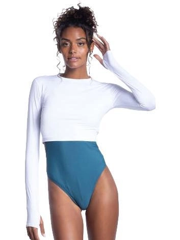 BLOQUV Everyday Long Sleeve Crop Top - White