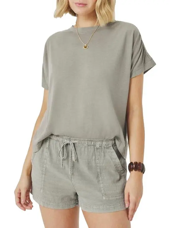 Splendid Rebecca Shirred-sleeve T-shirt - Eucalyptus Green