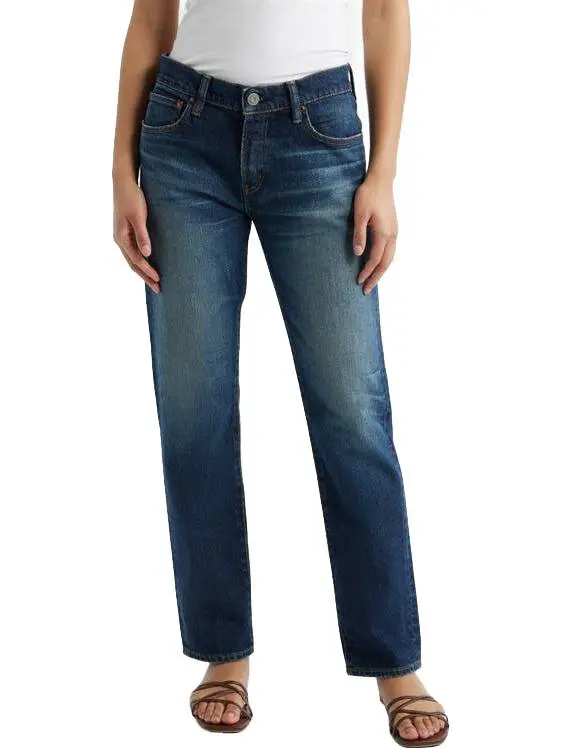 Moussy Vintage Leverett Slim Straight-leg Jeans - Dark Blue