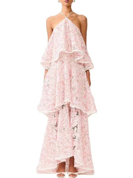 ELLIATT Valencia Floral Tiered Gown - Pink Multi
