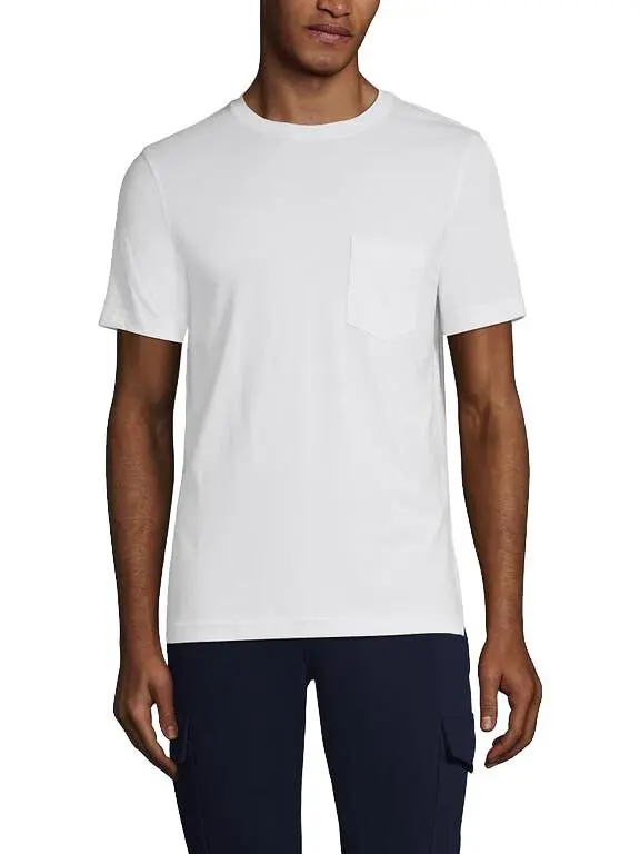 LANDS' END Short Sleeve Cotton Supima Tee With Pocket - White