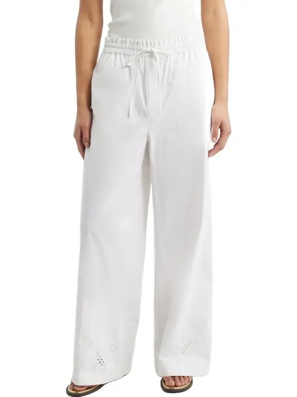 Rag & Bone Marin Embroidered Wide Leg Pants - White