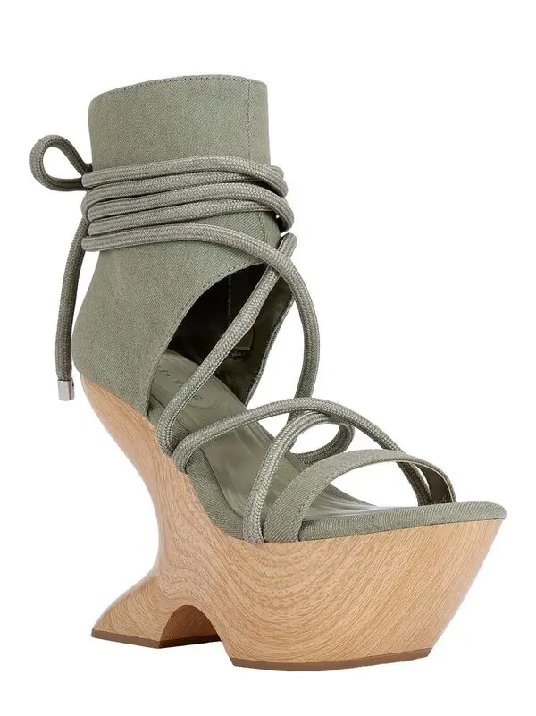 AZALEA WANG Tiziano Floating Heel Platform Sandal - Olive