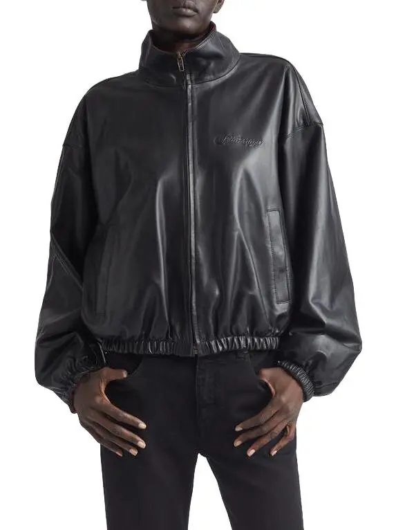 Balenciaga Leather Bomber Jacket - 1000 Black