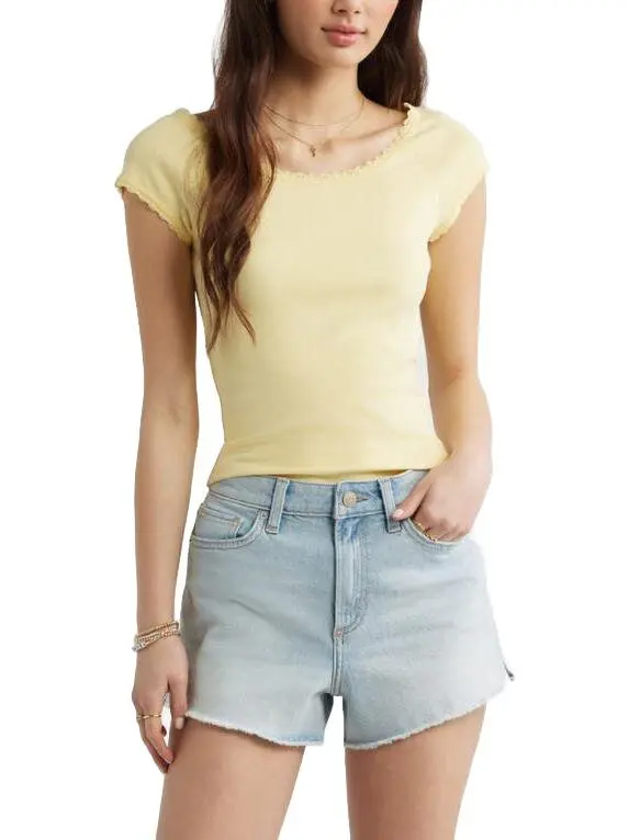 Bp. Lace Trim Cotton T-shirt - Yellow Begonia
