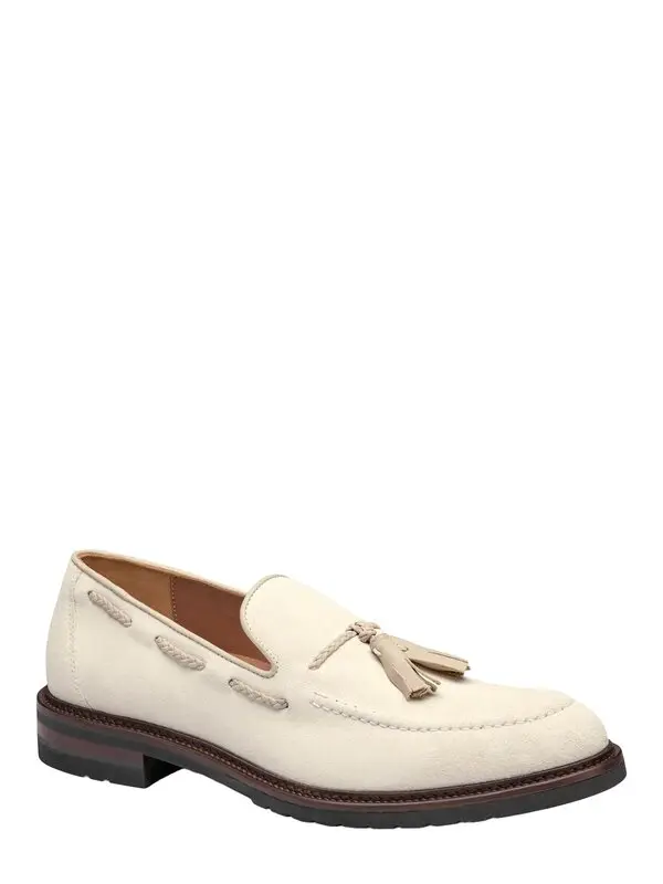 Johnston & Murphy Hartford Tassel Loafer - Ivory Italian Suede