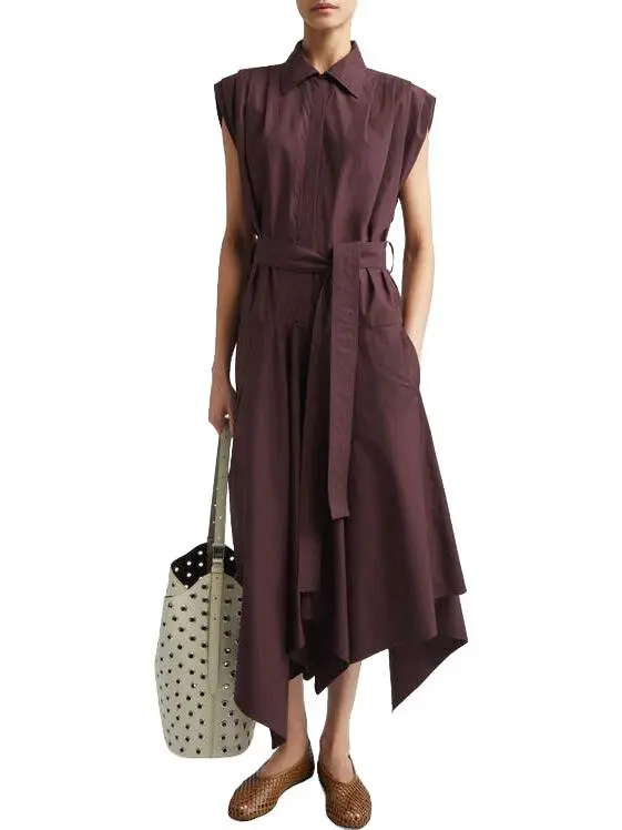 Proenza Schouler Adinna Pleated Cotton Shirtdress - Aubergine
