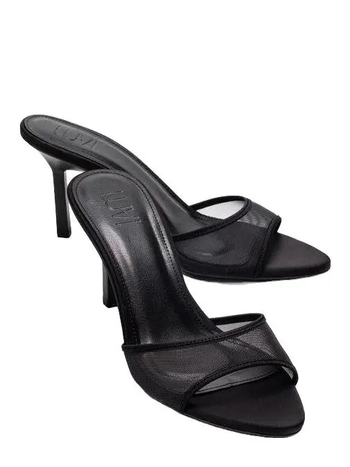 PROLOGUE SHOES Monroe Stiletto Mesh Sandal - Black