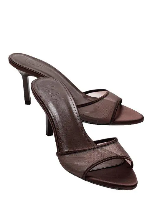 PROLOGUE SHOES Monroe Stiletto Mesh Sandal - Brown