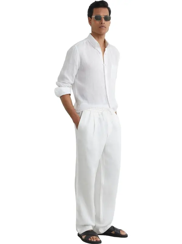 REISS Relaxed-fit Drawstring Trousers - White