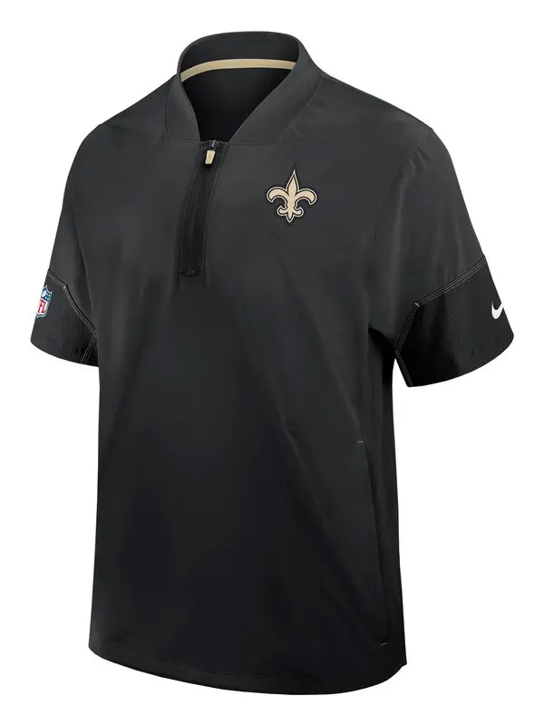Nike New Orleans Saints Sideline Coach Nfl 1/2-zip Short-sleeve Hooded Jacket - Black