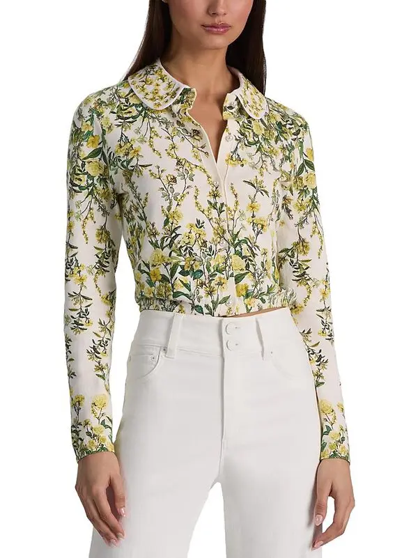 Alice + Olivia Carson Crewneck Cardigan Sweater - Fresh Air Butter