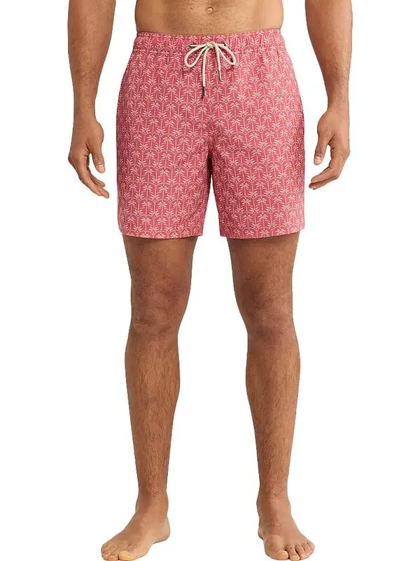 FAIR HARBOR Bayberry 7 Swim Trunks - Red Plams