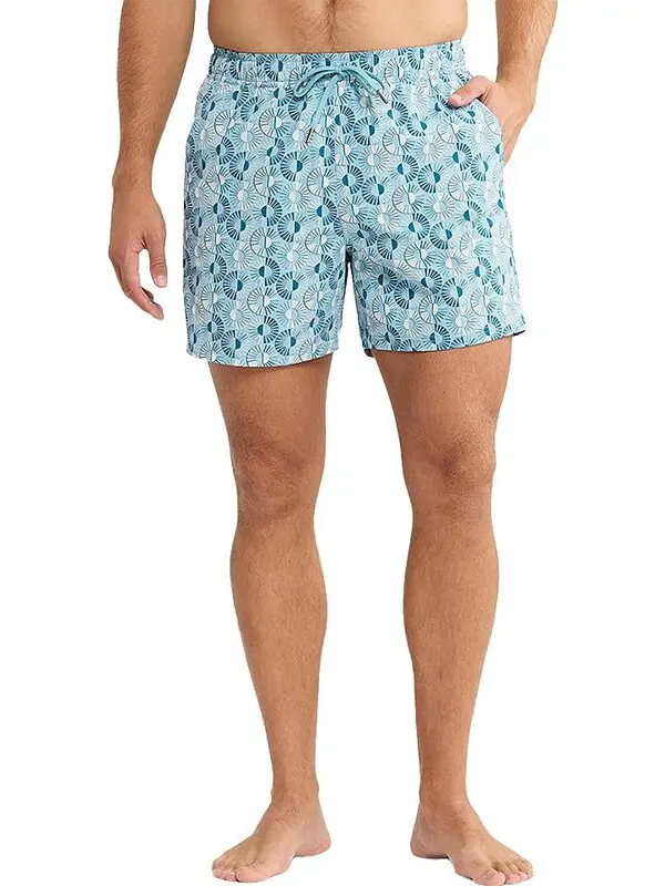 FAIR HARBOR Bungalow 5 Swim Trunks - Bay Blue Sunburst