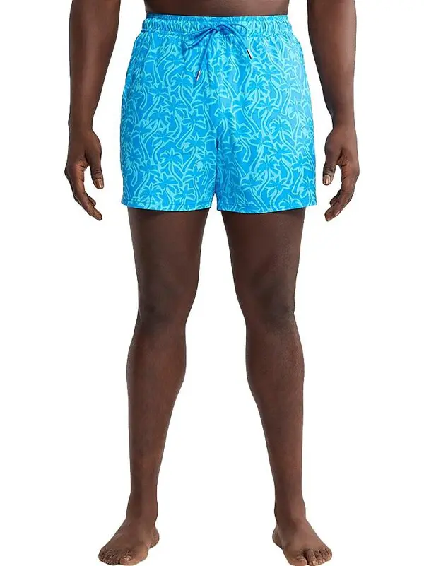 FAIR HARBOR Bungalow 5 Swim Trunks - Turquoise Cutout Palms