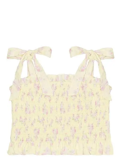 LoveShackFancy Tween Merrinelle Top In Lemon - Lemon Spritz