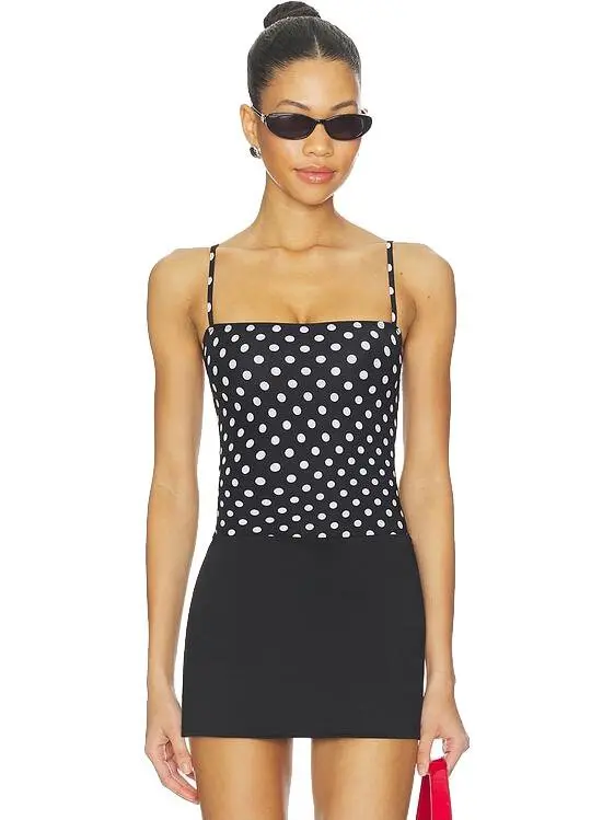 Commando Classic Camisole Top In Black - Polka Dot